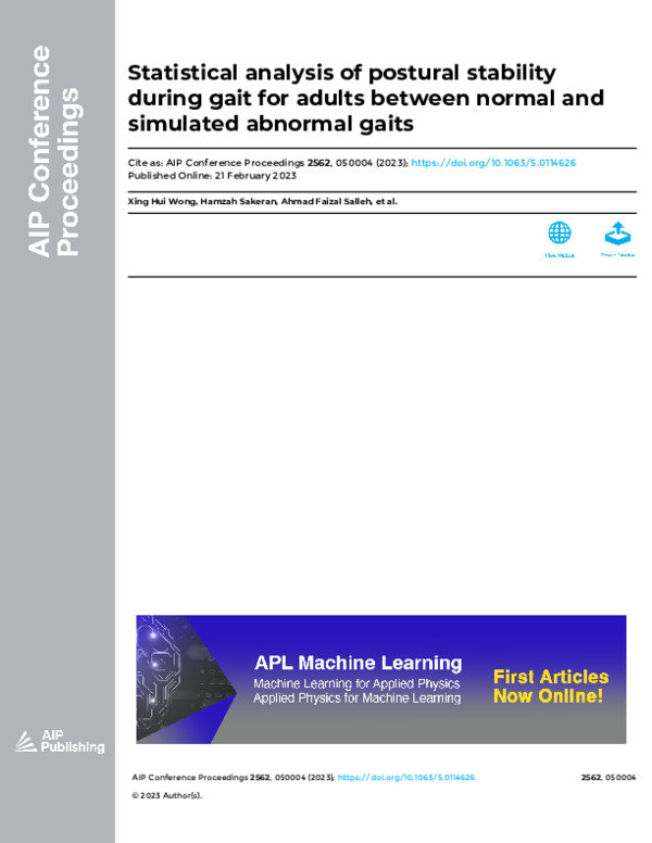 (PDF) Statistical analysis of postural stability during gait for adults ...