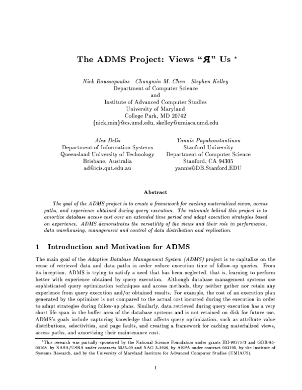 (PDF) The Adms Project: Views \ R " Us