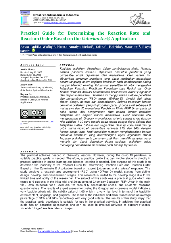 Pdf Practical Guide For Determining The Reaction Rate And Reaction