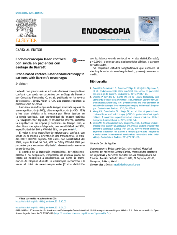 (PDF) Endomicroscopia láser confocal con sonda en pacientes con esófago ...