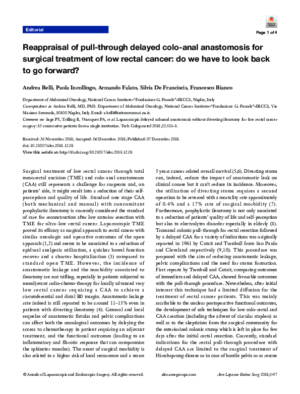 (PDF) Reappraisal of pull-through delayed colo-anal anastomosis for ...