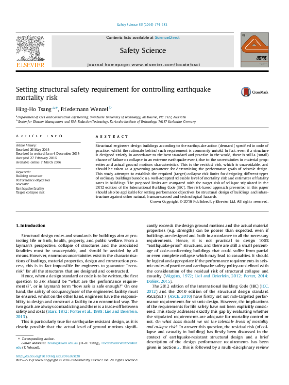 (PDF) Setting structural safety requirement for controlling earthquake ...