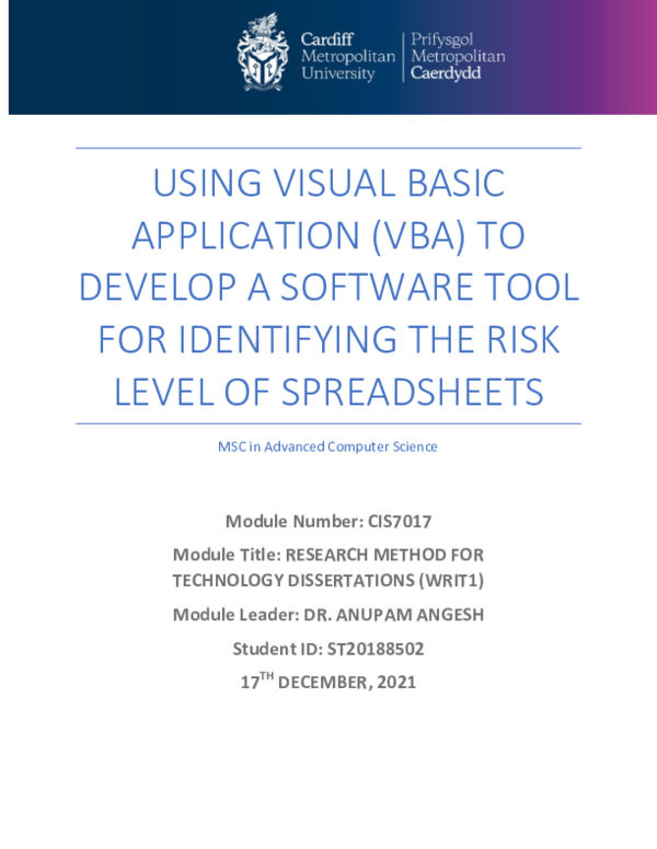 (PDF) USING VISUAL BASIC APPLICATION (VBA) TO DEVELOP A SOFTWARE TOOL ...