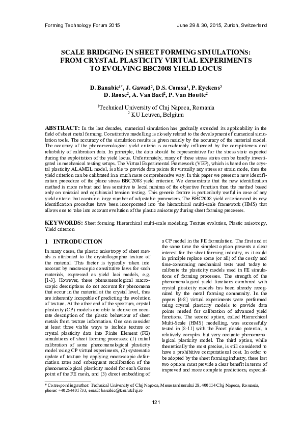 (PDF) Bridging Scale in Sheet Forming Simulations