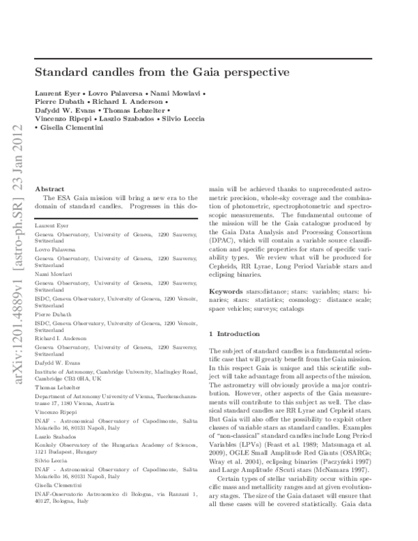 (PDF) Standard candles from the Gaia perspective
