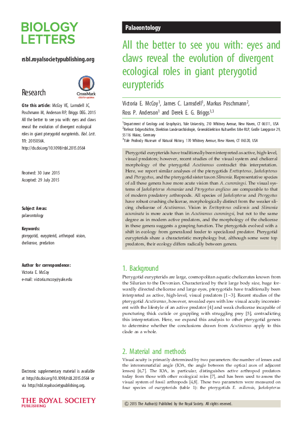 (PDF) All the better to see you with: eyes and claws reveal the ...