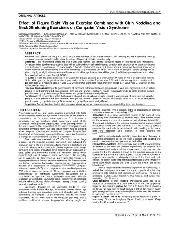 (PDF) Effect of Figure Eight Vision Exercise Combined with Chin Nodding ...