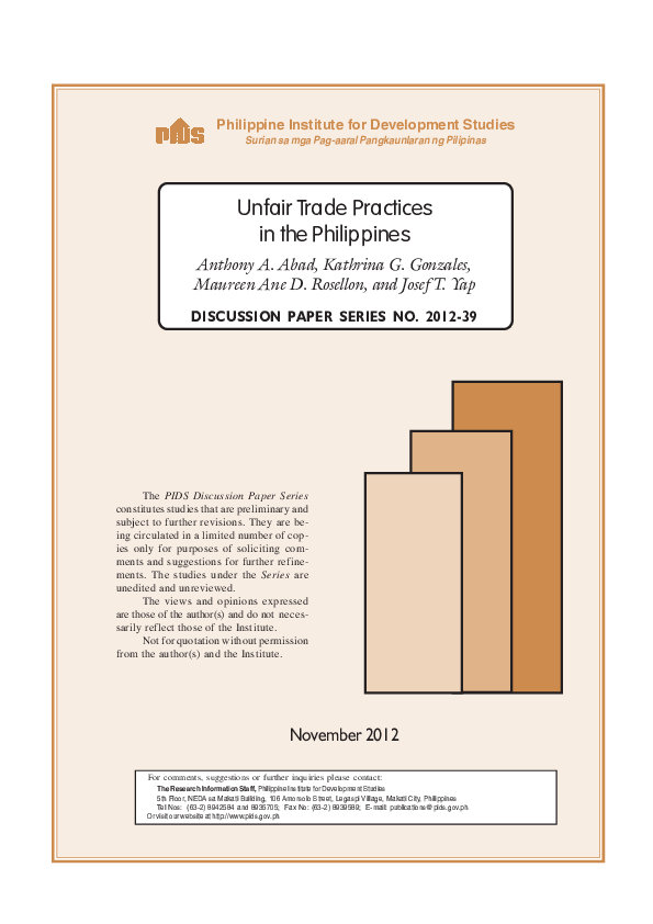 (PDF) Unfair Trade Practices in the Philippines