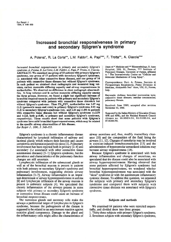 (PDF) Increased bronchial responsiveness in primary Sjögren's syndrome ...