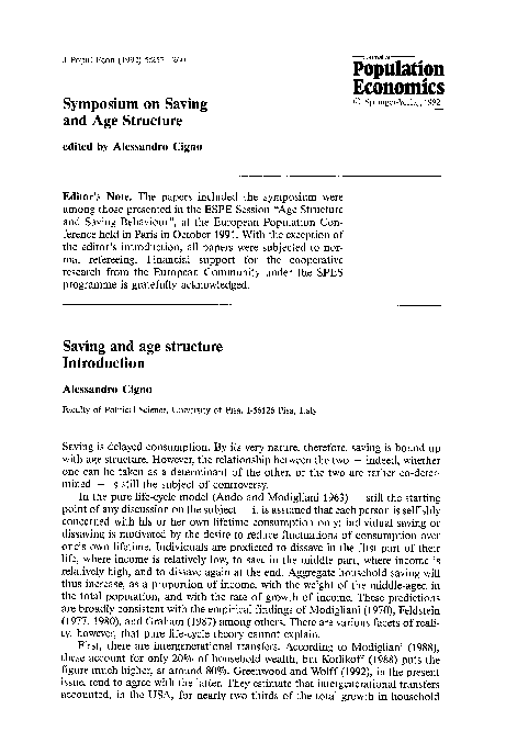 (PDF) Saving and age structure introduction