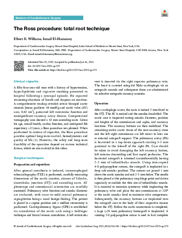 (PDF) The Ross procedure: total root technique