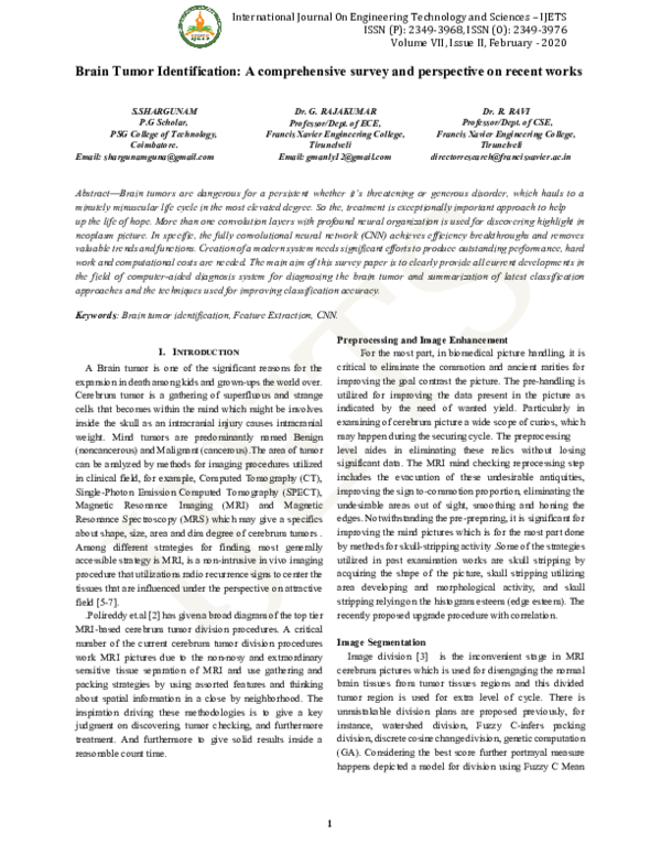(PDF) Brain Tumor Identification