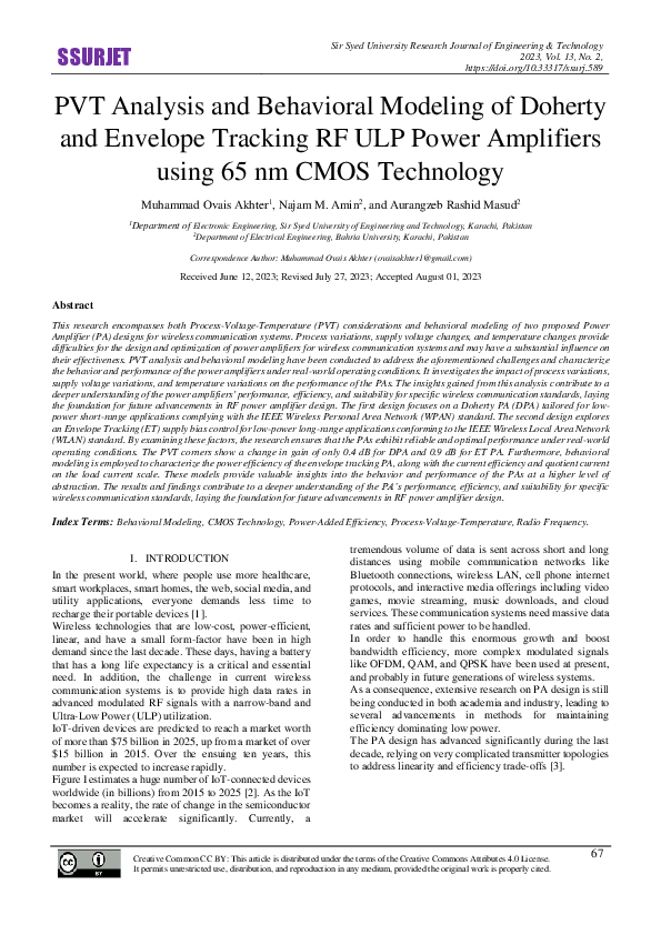 (PDF) PVT Analysis and Behavioral Modeling of Doherty and Envelope Tracking RF ULP Power ...