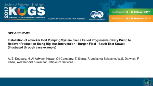 (PDF) Installation of a Sucker Rod Pumping System Over a Failed ...