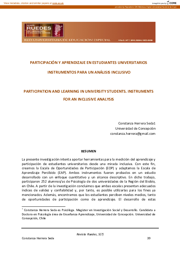 (PDF) Participation and learning in university students. : instruments ...