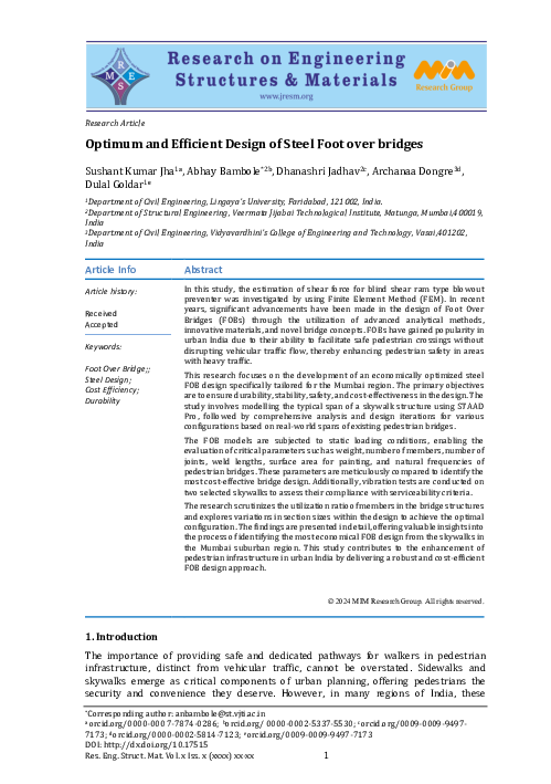 (PDF) Optimum and Efficient Design of Steel Foot over bridges