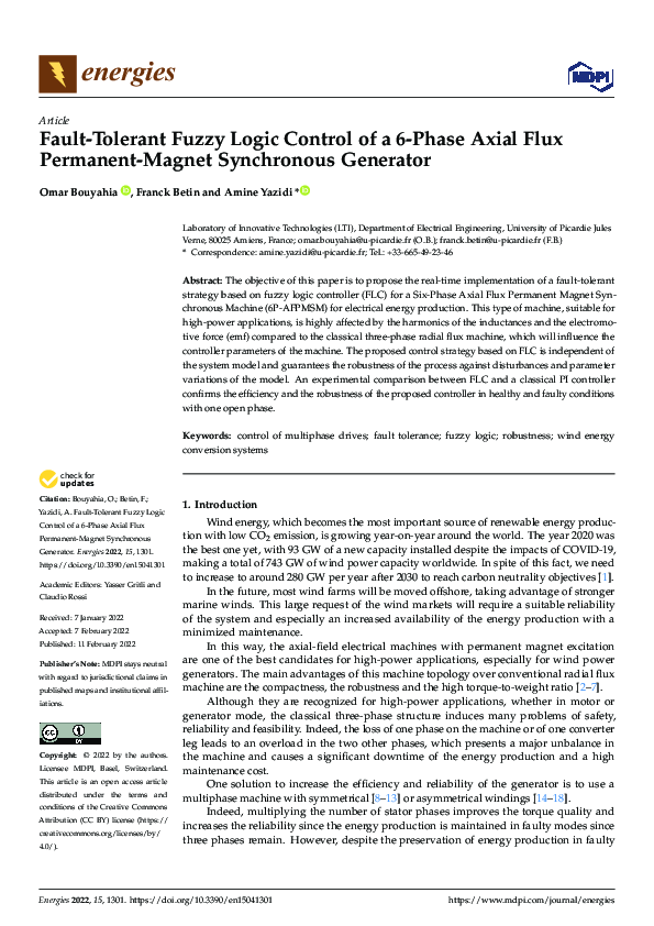 (PDF) Fault-Tolerant Fuzzy Logic Control of a 6-Phase Axial Flux Permanent-Magnet Synchronous ...