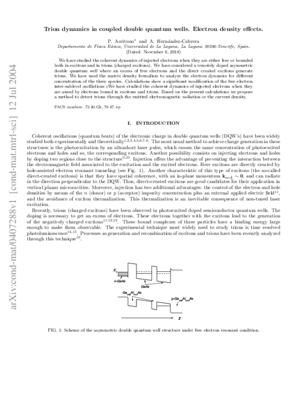 (PDF) Dynamics of direct-created trions in coupled double quantum wells ...
