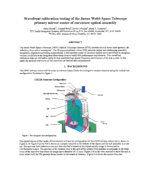 (PDF) Wavefront calibration testing of the James Webb Space Telescope ...