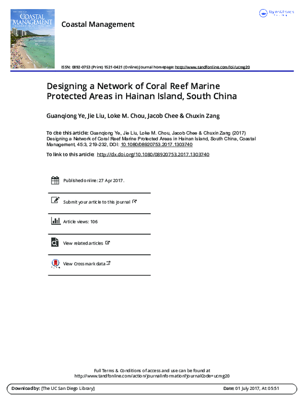 (PDF) Designing a Network of Coral Reef Marine Protected Areas in ...