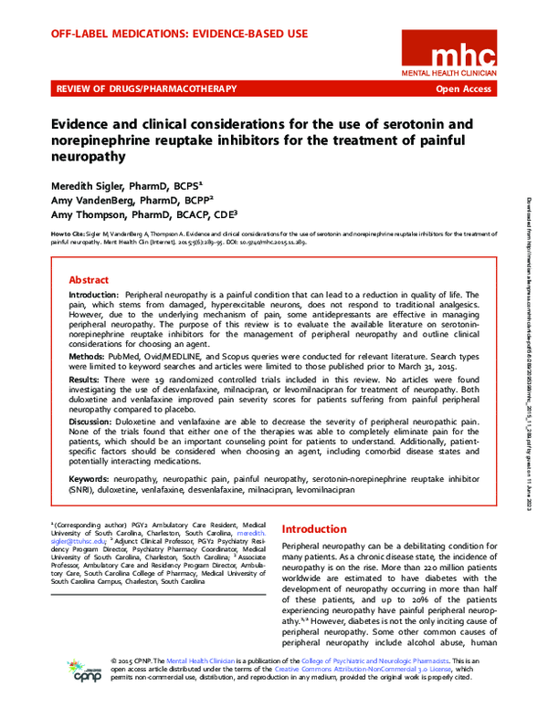 (PDF) Evidence and clinical considerations for the use of serotonin and ...