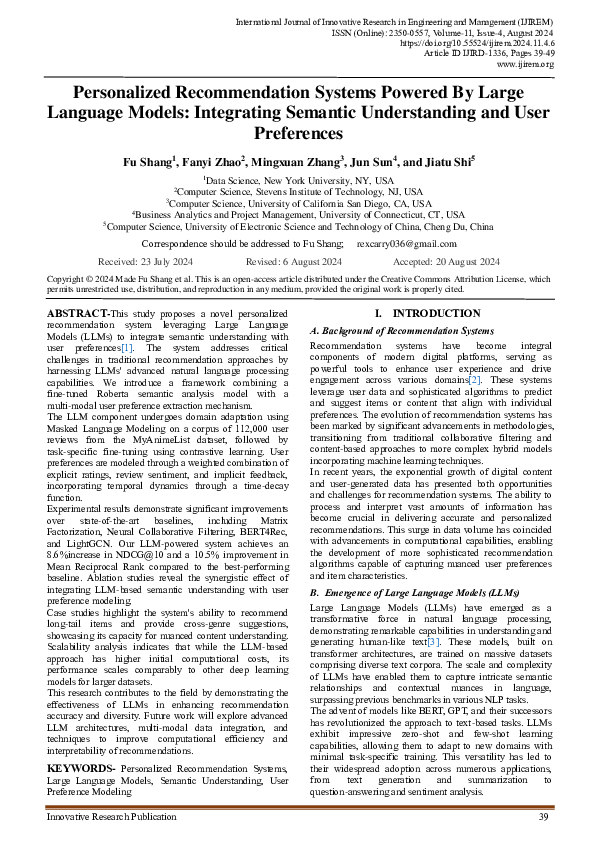 Pdf Personalized Recommendation Systems Powered By Large Language Models