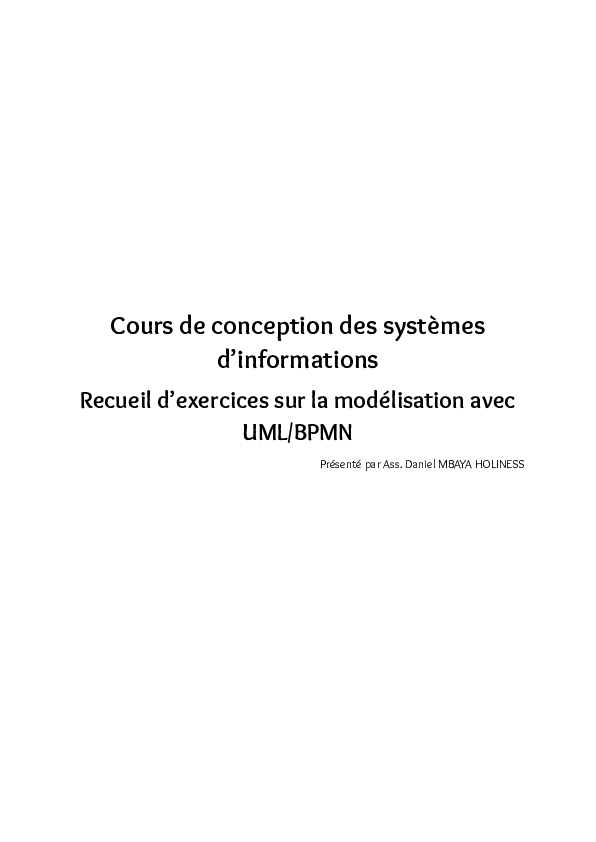 (PDF) Recueil exercices sur la modélisation avec UML BPMN