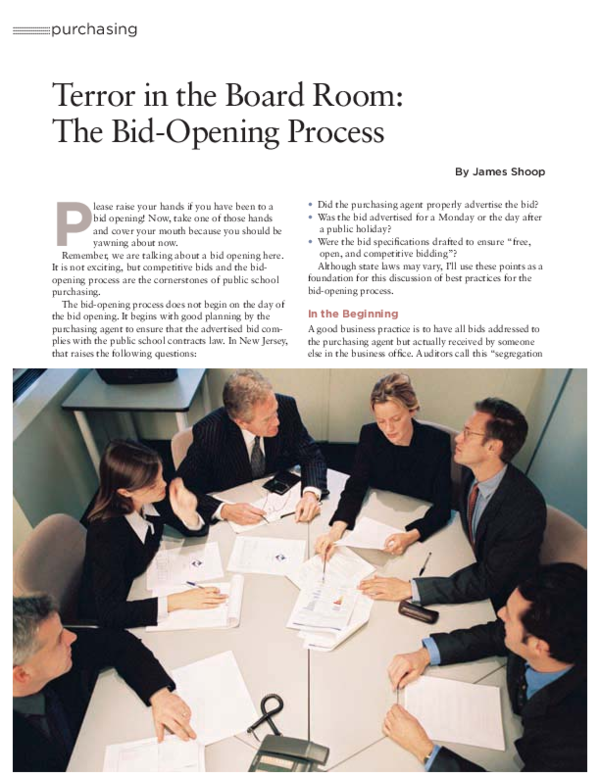 (PDF) Terror in the Board Room: The Bid-Opening Process