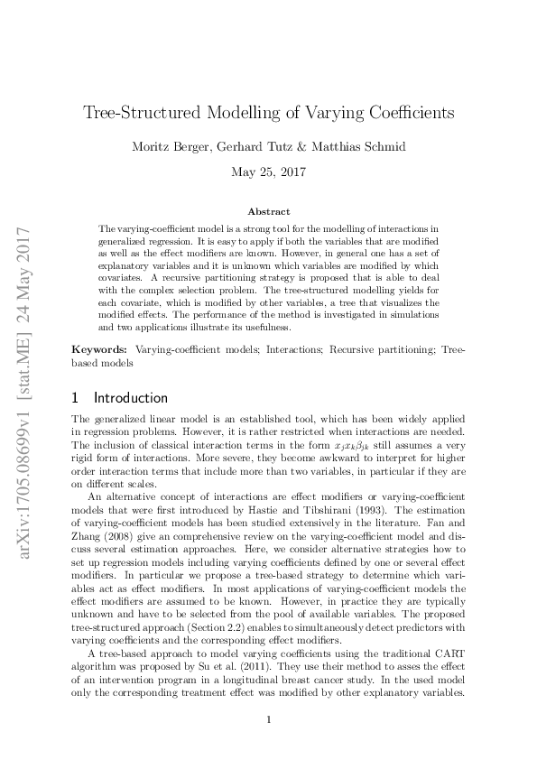 (PDF) Tree-structured modelling of varying coefficients