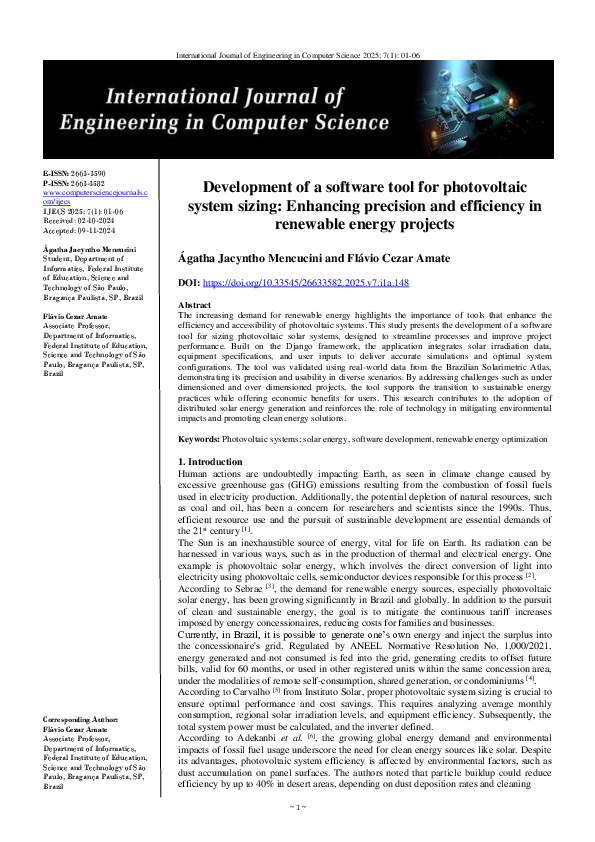 (PDF) Development of a software tool for photovoltaic system sizing: Enhancing precision and ...