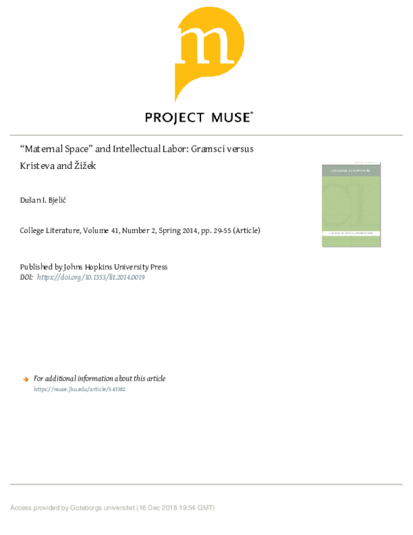 (PDF) “Maternal Space” and Intellectual Labor: Gramsci versus Kristeva ...