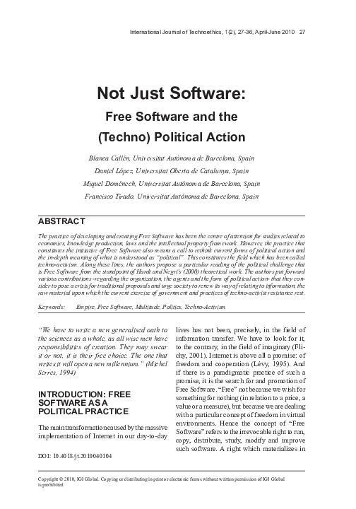 (PDF) Not Just Software