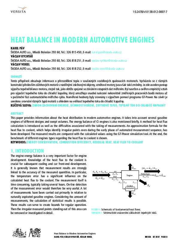 (PDF) Heat balance in modern automotive engines