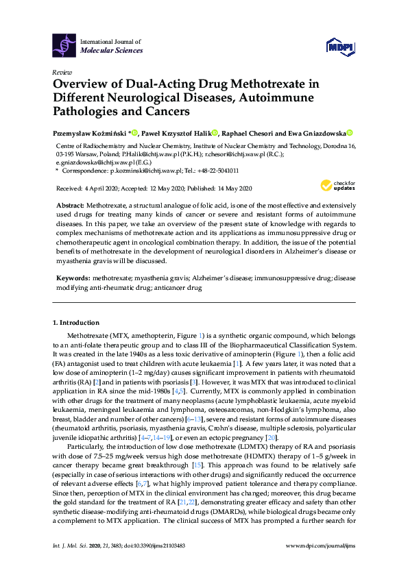 (PDF) Overview of Dual-Acting Drug Methotrexate in Different ...