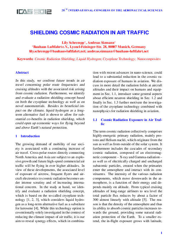(PDF) Shielding Cosmic Radiation in Air Traffic