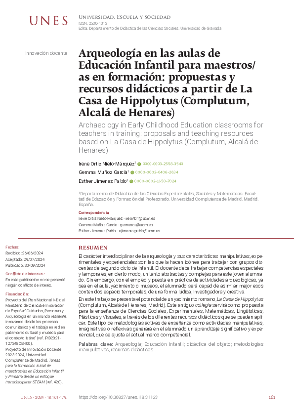 (PDF) Arqueología en las aulas de Educación Infantil para maestros/as ...