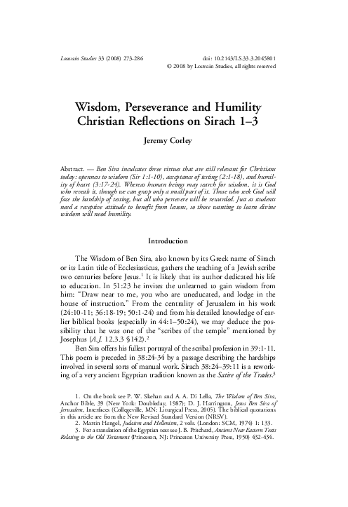 (PDF) Wisdom, Perseverance and Humility