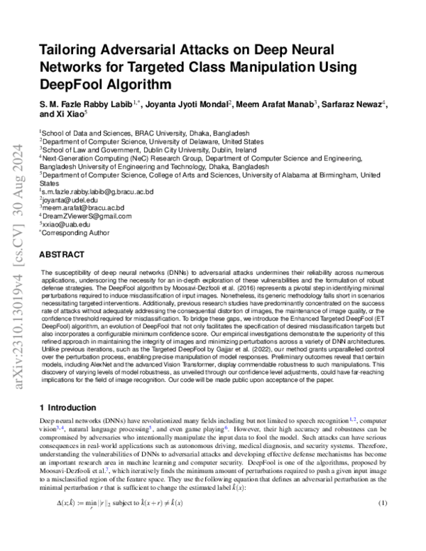 (PDF) Tailoring Adversarial Attacks on Deep Neural Networks for ...