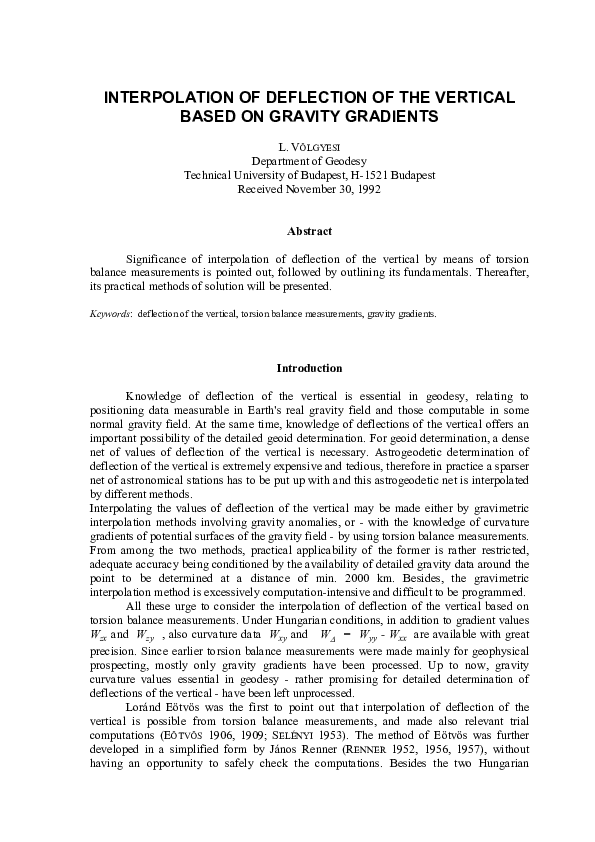 (PDF) Interpolation of Deflection of the Vertical Based on Gravity Gradients