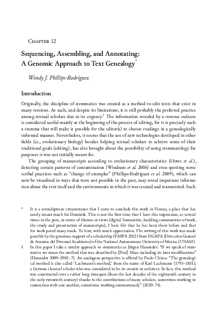 (PDF) Sequencing, Assembling, and Annotating: A Genomic Approach to Text Genealogy