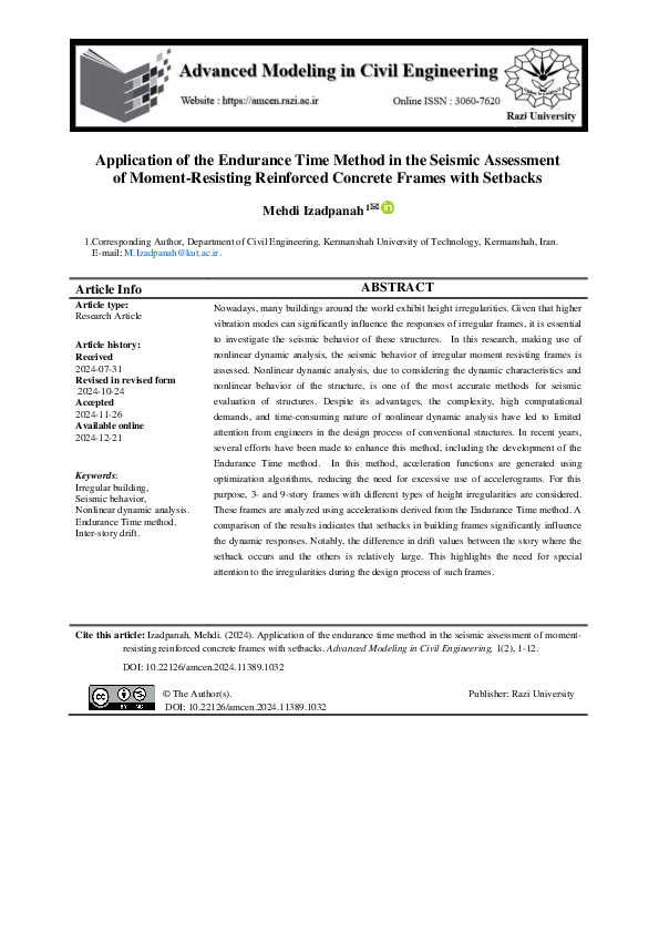 (PDF) Application of the Endurance Time Method in the Seismic ...