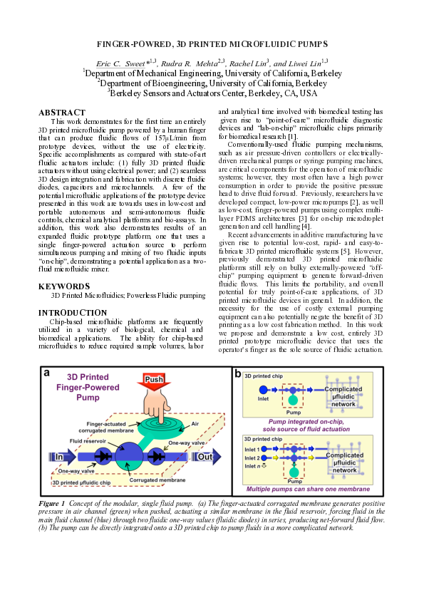 (PDF) Finger-powred, 3D printed microfluidic pumps