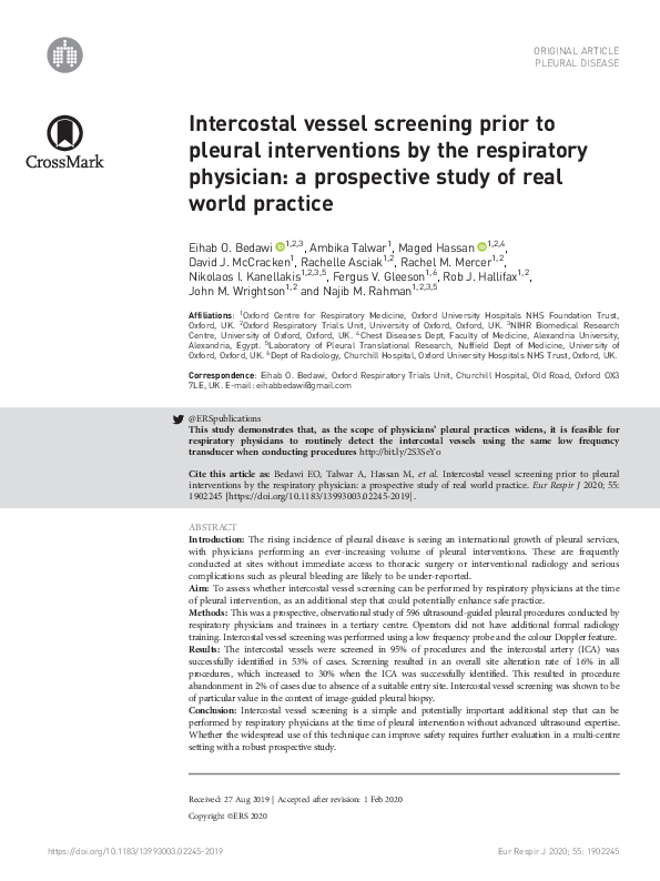 (PDF) Intercostal vessel screening prior to pleural interventions by ...