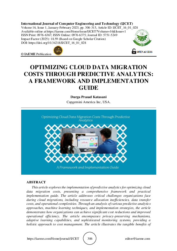 (PDF) OPTIMIZING CLOUD DATA MIGRATION COSTS THROUGH PREDICTIVE ANALYTICS: A FRAMEWORK AND ...