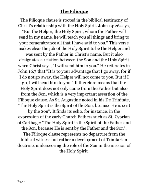 (PDF) The Filioque