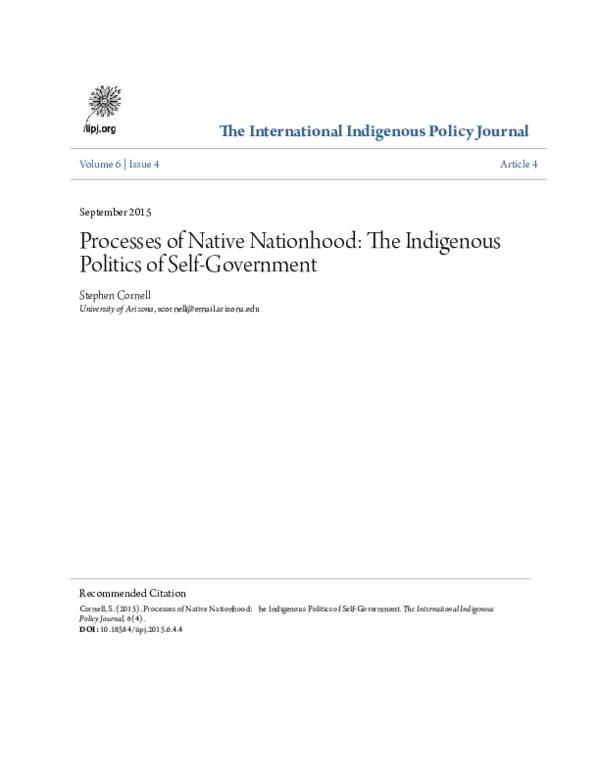 (PDF) Processes of Native Nationhood: The Indigenous Politics of Self ...