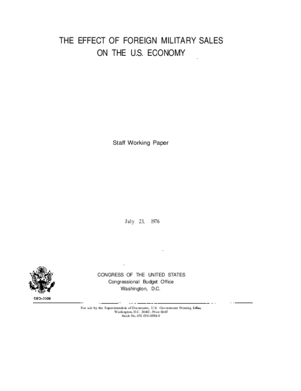 (PDF) The effect of foreign military sales on the US economy