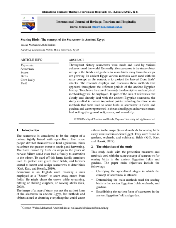 (PDF) Scaring Birds: The concept of the Scarecrow in Ancient Egypt