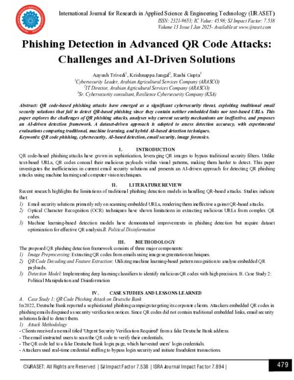 Pdf Phishing Detection In Advanced Qr Code Attacks Challenges And Ai Driven Solutions