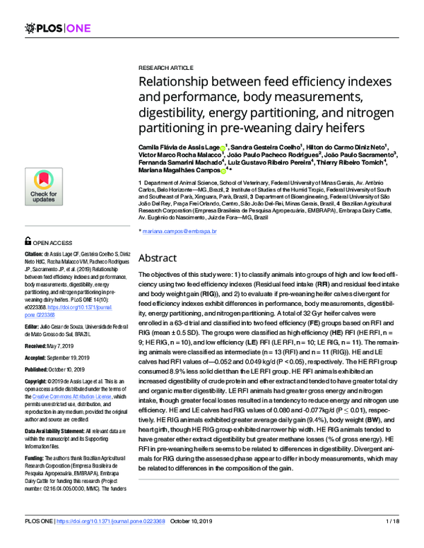 (PDF) Relationship between feed efficiency indexes and performance ...
